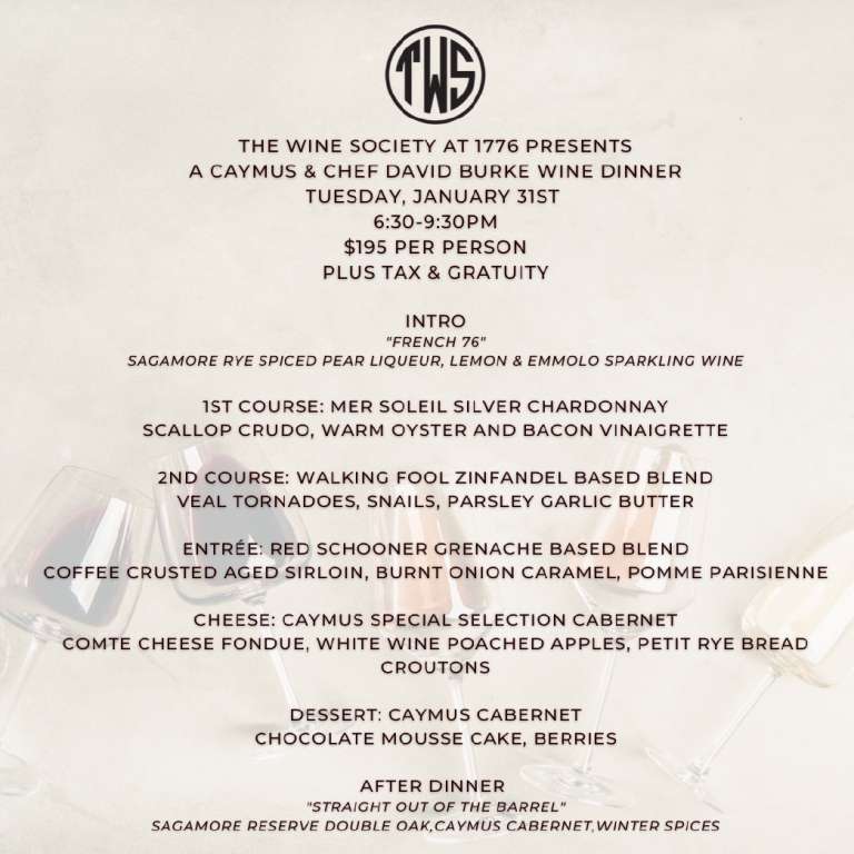 CAYMUS & CHEF DAVID BURKE WINE DINNER at 1776 by David Burke - Chef ...
